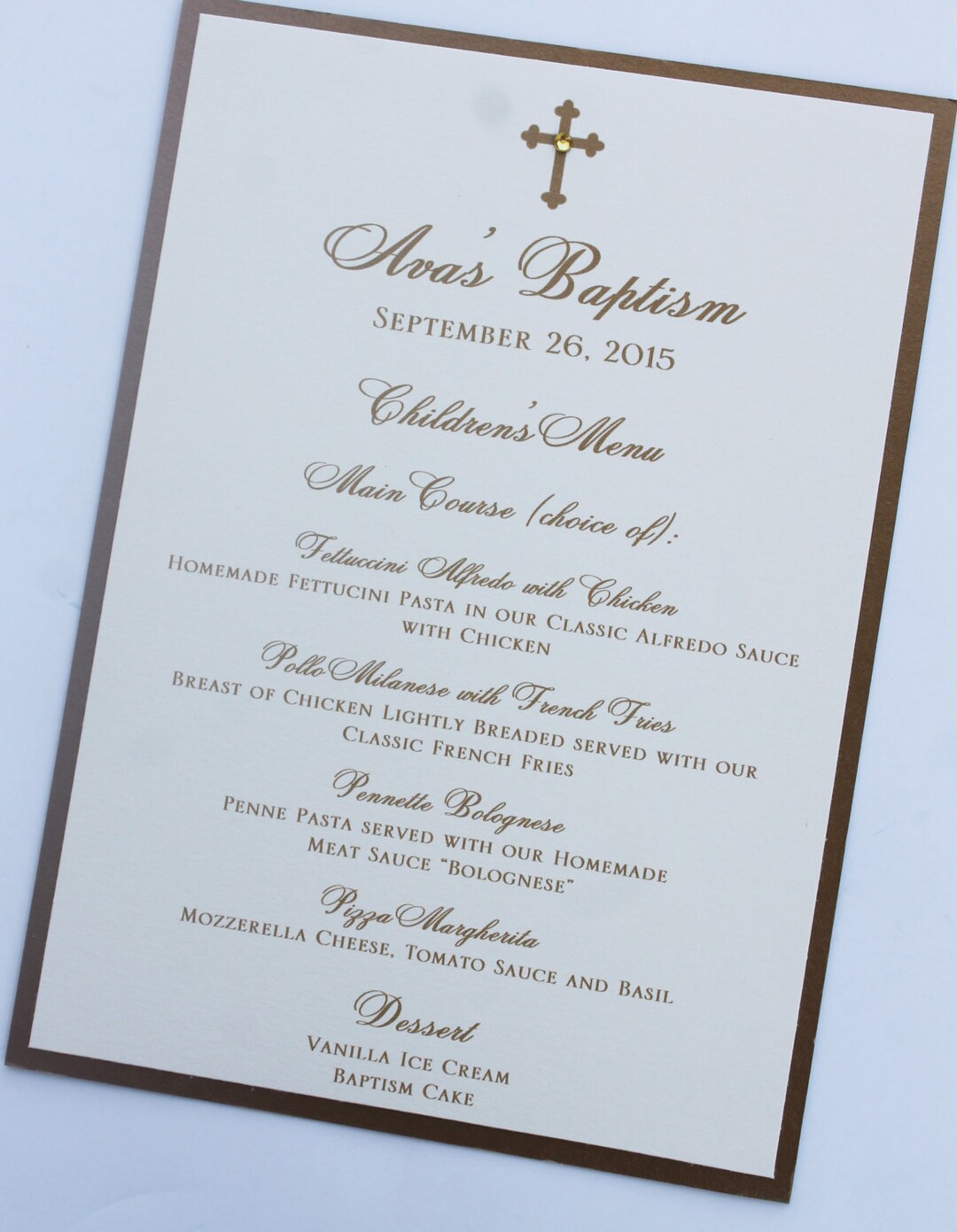 Gold Classy Cross Baptism-communion Menu - Etsy