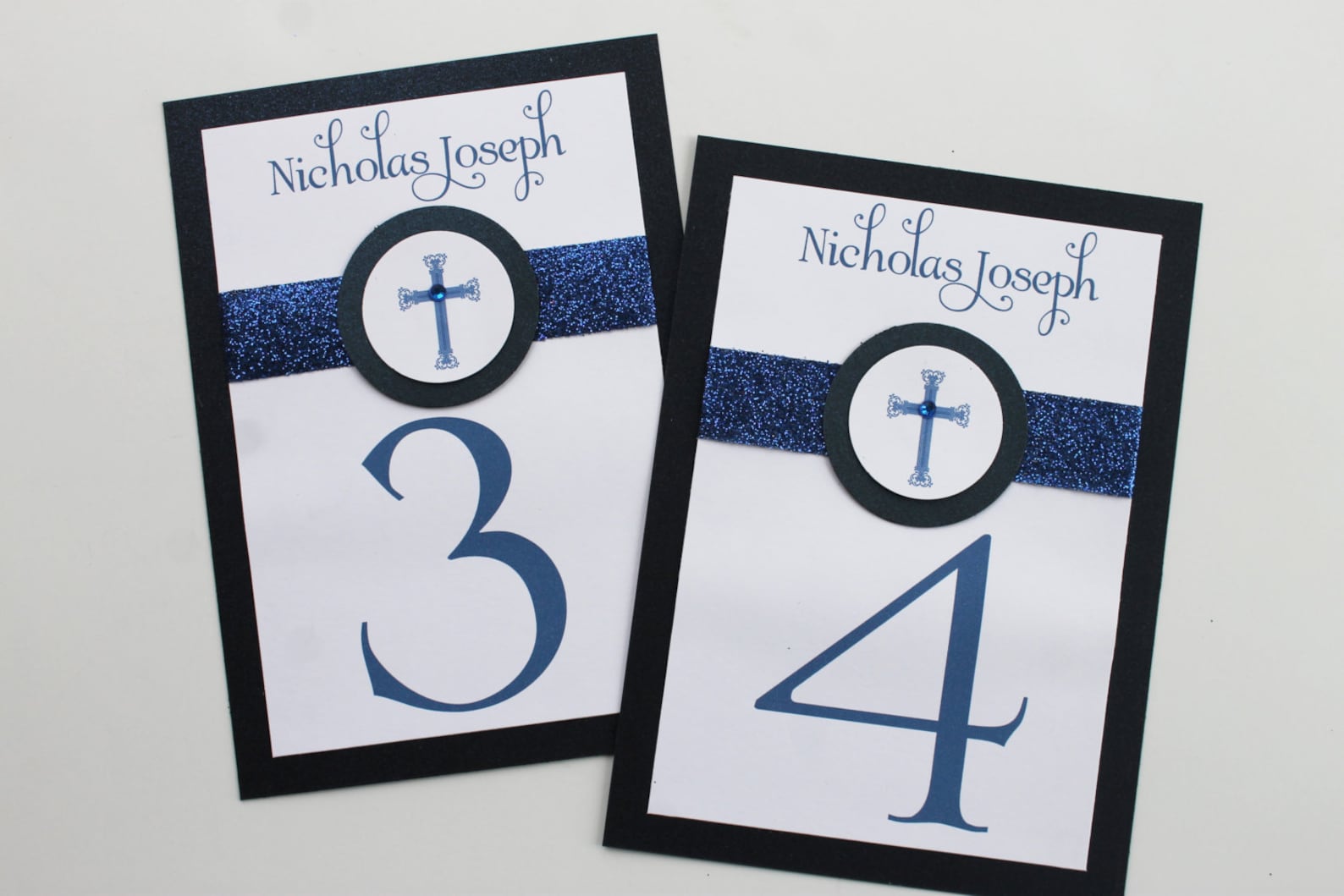 Blue Baptism-communion Table Number Card With Band and - Etsy