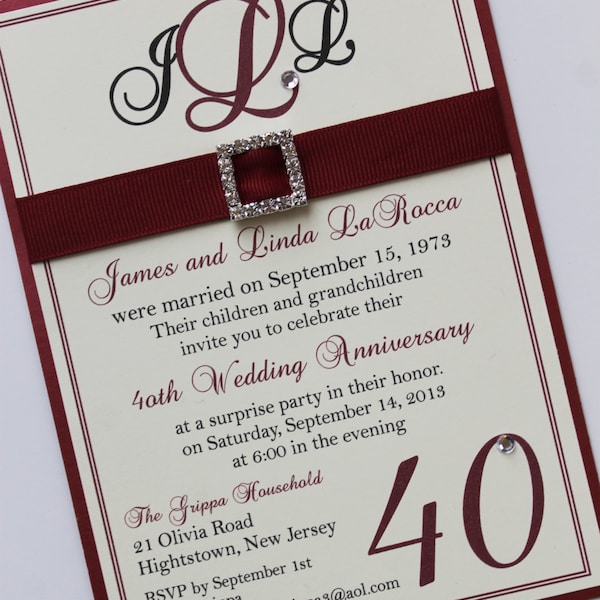 Ruby 40th Wedding Anniversary Invitation - Etsy