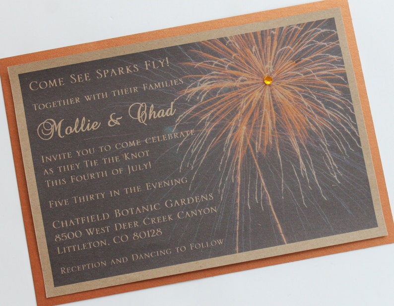 Rustic 4th of July Firework Wedding Invitation - Etsy