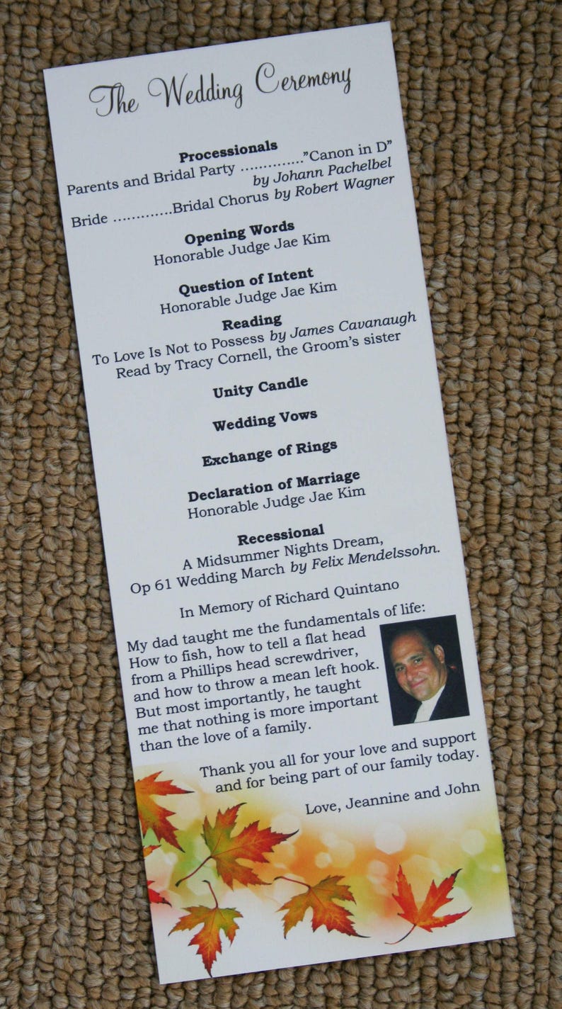 Falling Leaves Wedding Program | Etsy