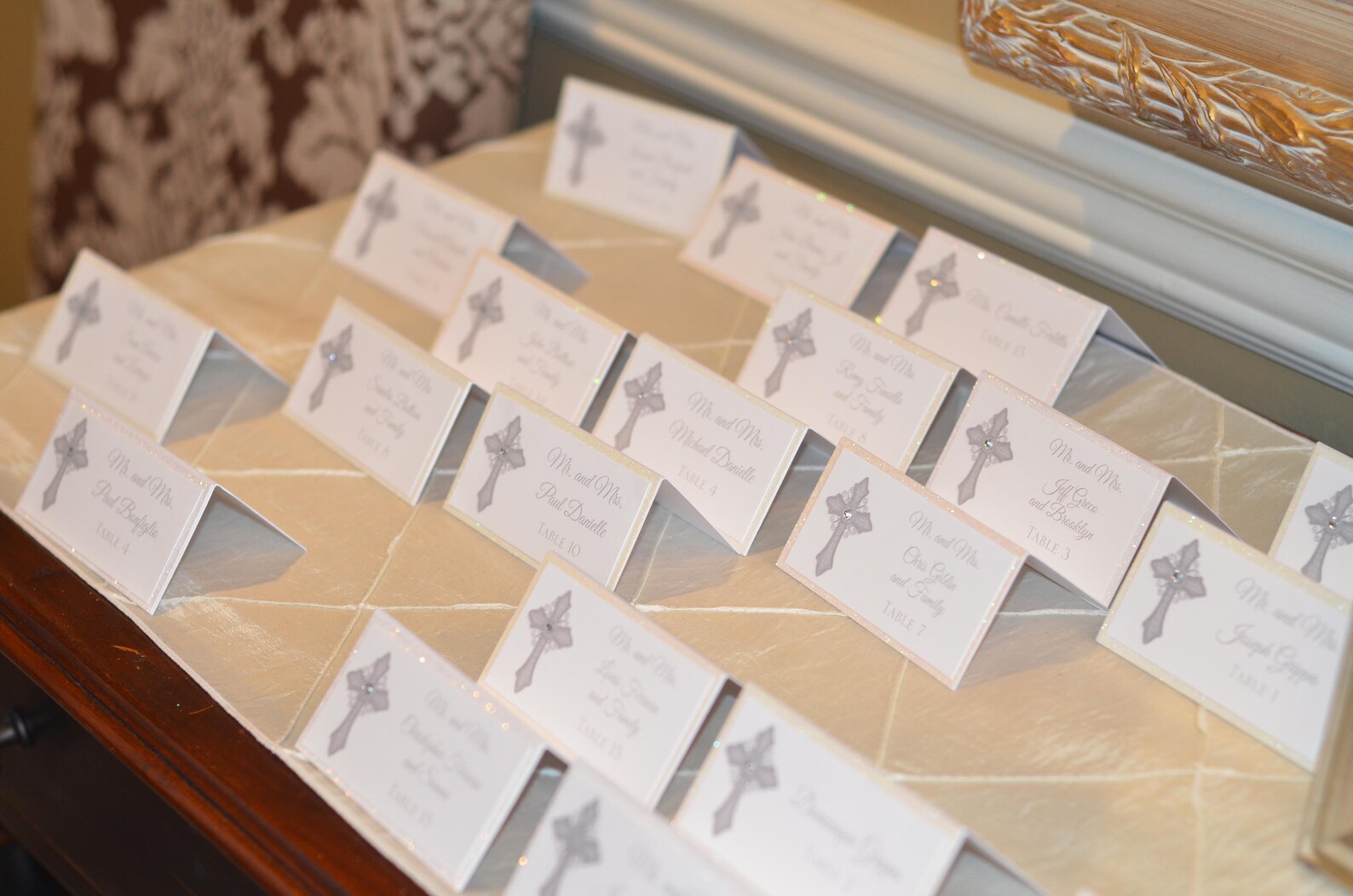 White and Silver Vintage Cross Baptism-Communion Place Cards | Etsy