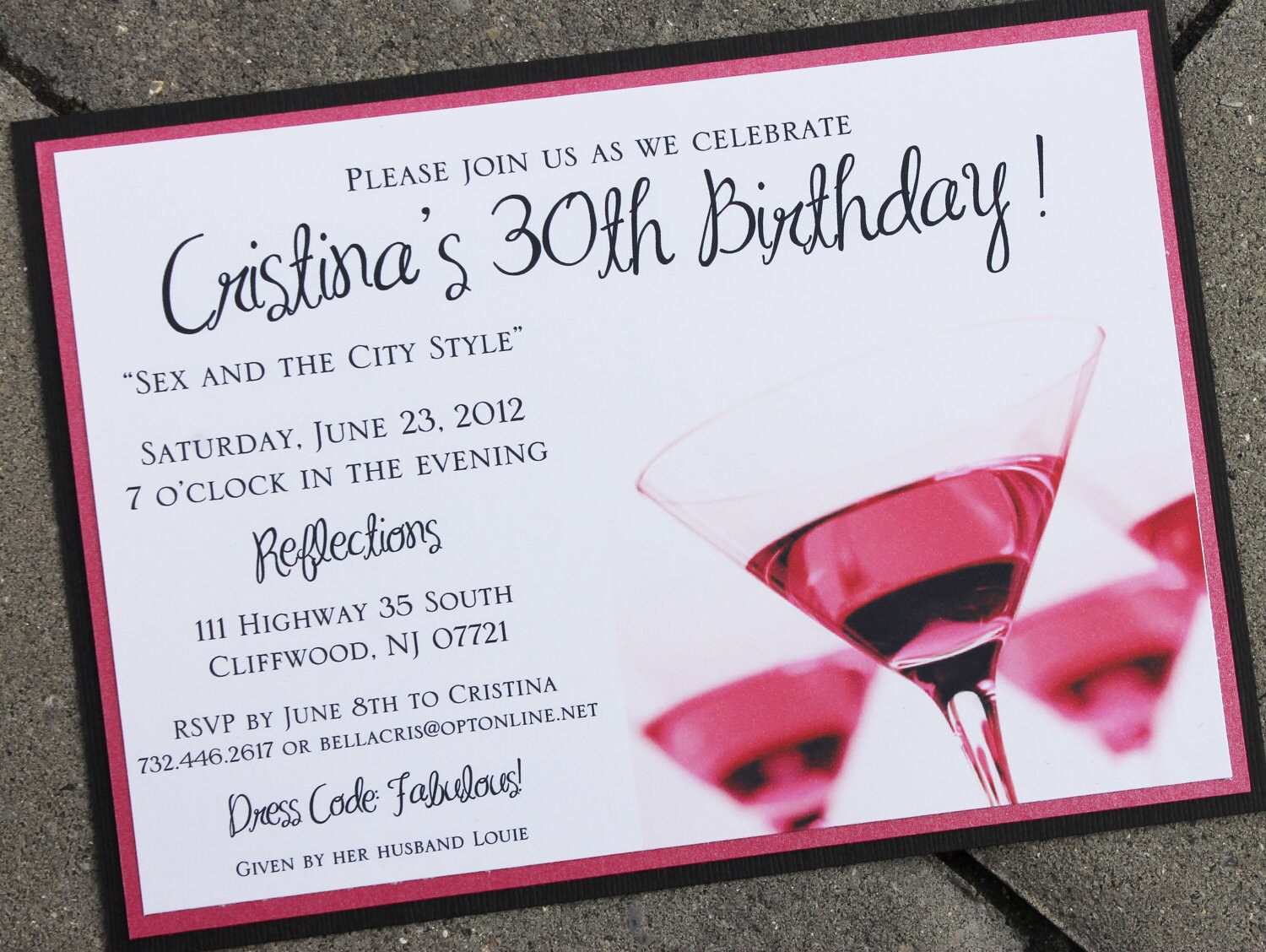 Cosmopolitan Sex And The City Style Invitation 1 Etsy