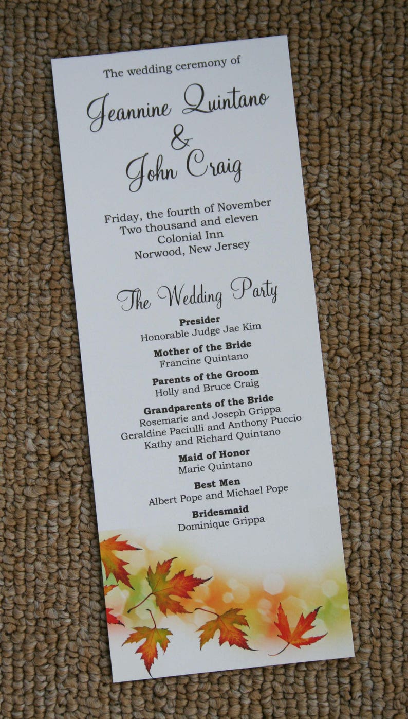 Falling Leaves Wedding Program | Etsy