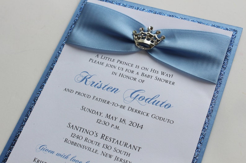 Blue Baby Prince Baby Shower Invitation With Sparkling Crown | Etsy