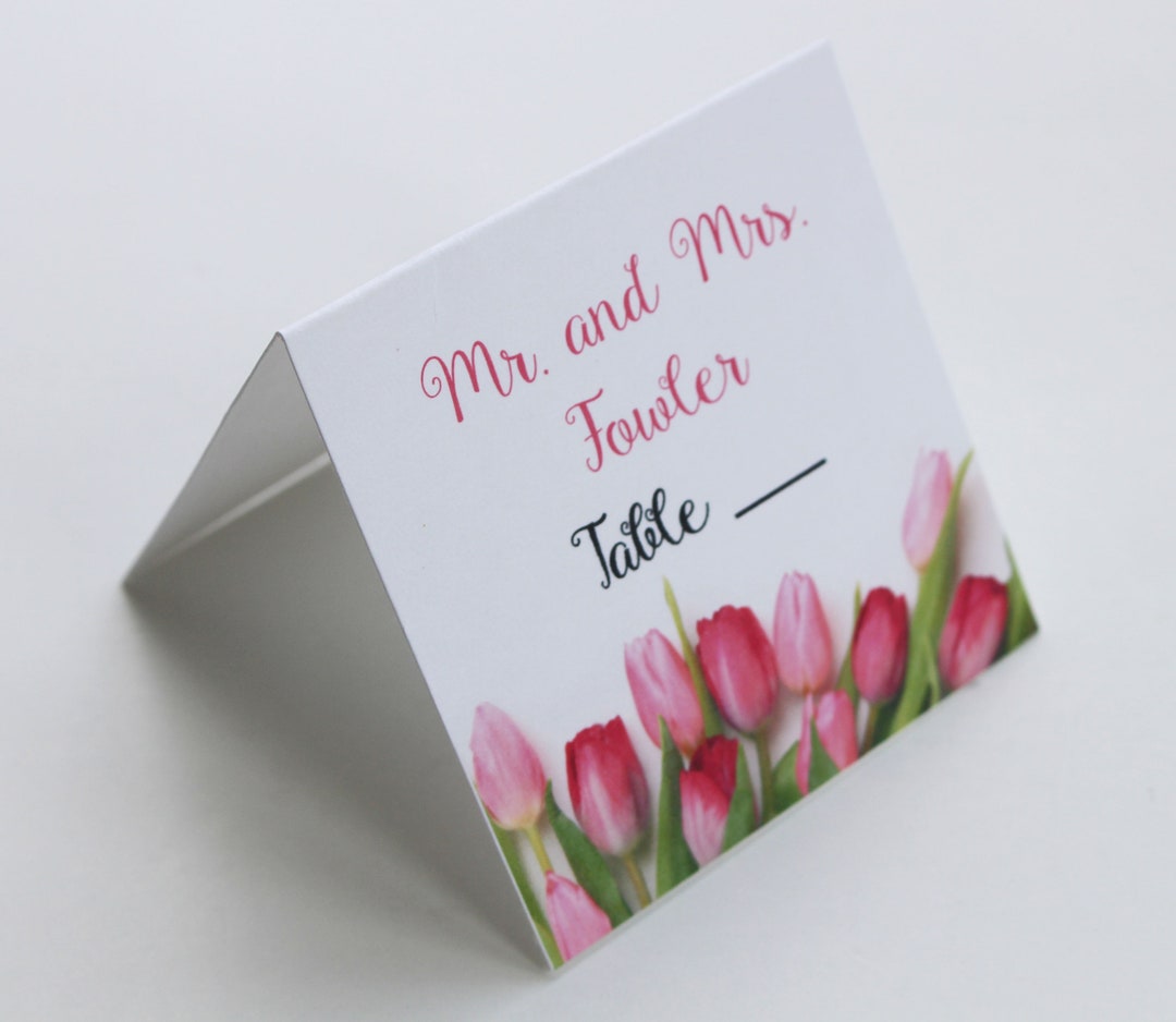 Pink Spring Tulips Place Cards - Etsy