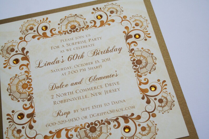 Gold Brilliance Formal Square Invitation; Vintage Gold; Gold Scroll ...