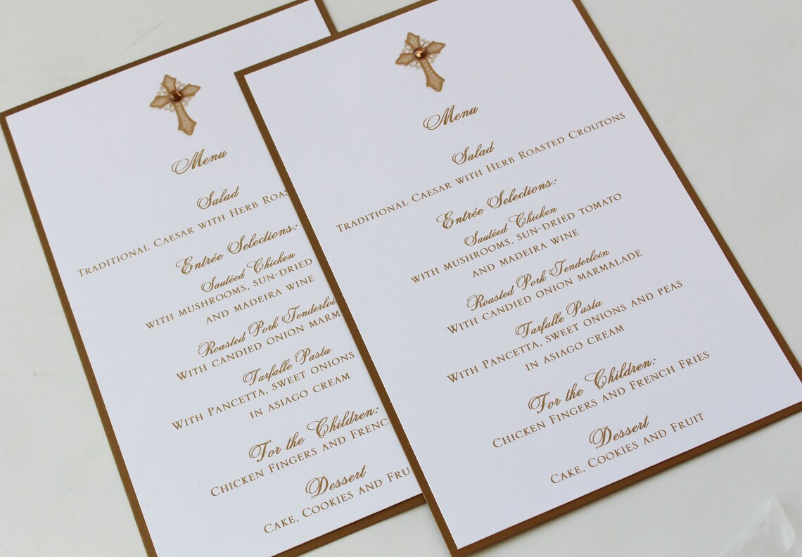 Gold Vintage Cross Baptism-communion Menu - Etsy