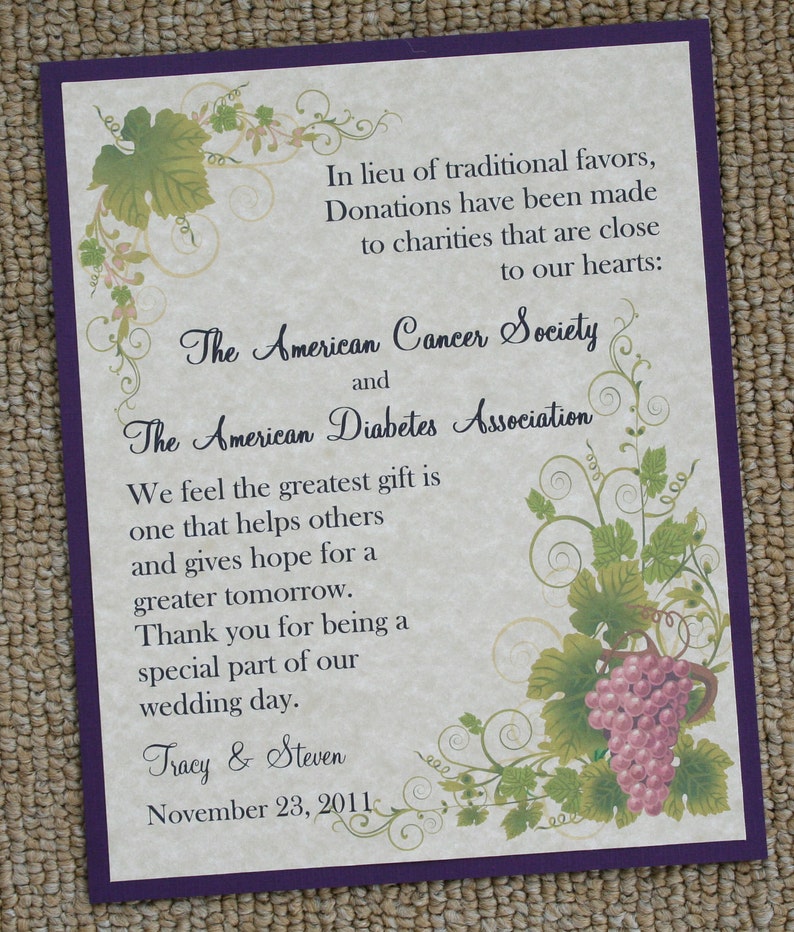 Tuscan Grapevine Donation Card - Etsy