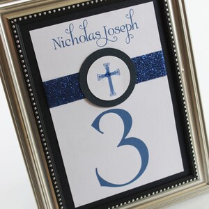 Blue Baptism-communion Table Number Card With Band and Circular Cross ...