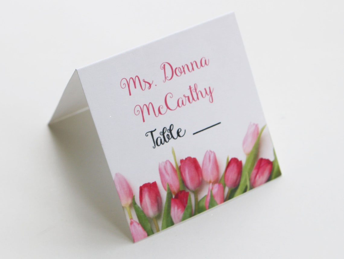 Pink Spring Tulips Place Cards - Etsy