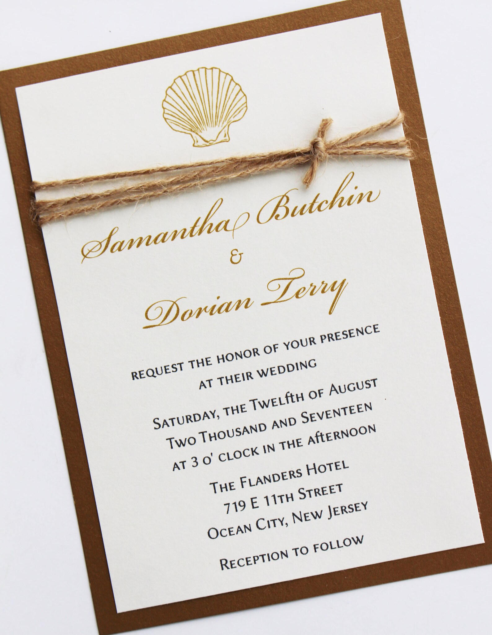 Rustic Seashell Wedding Invitation; Natural Twine - Etsy