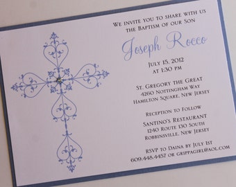 Ornate Large Cross Boy Communion or Baptism Invitation | Etsy
