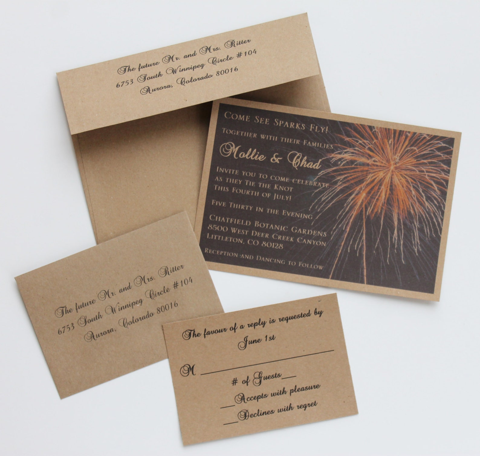 Rustic 4th of July Firework Wedding Invitation - Etsy