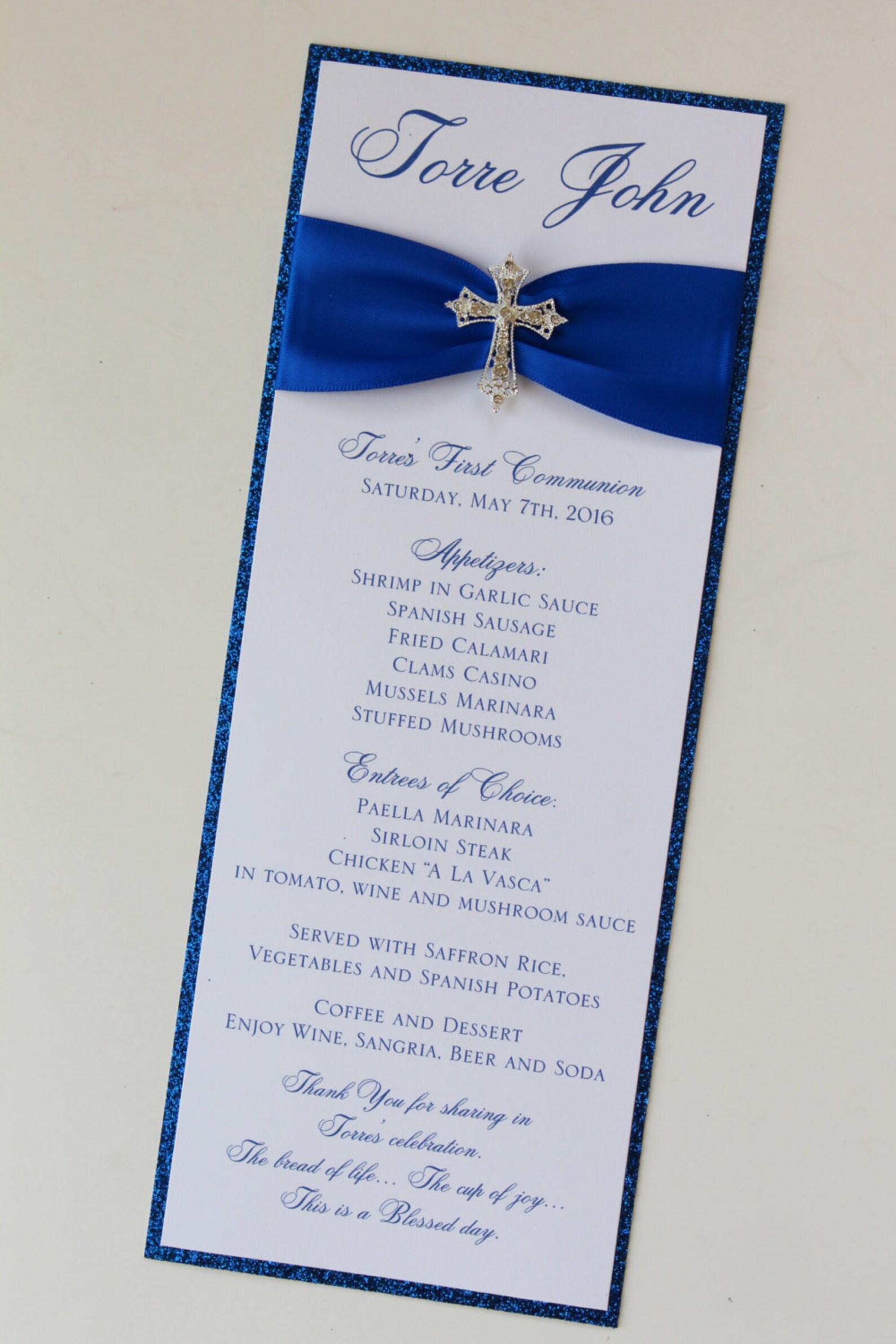Baptism-communion Menu With Vintage Sparkling Cross | Etsy