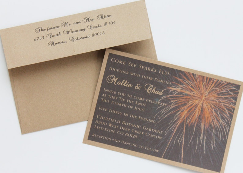 Rustic 4th of July Firework Wedding Invitation - Etsy