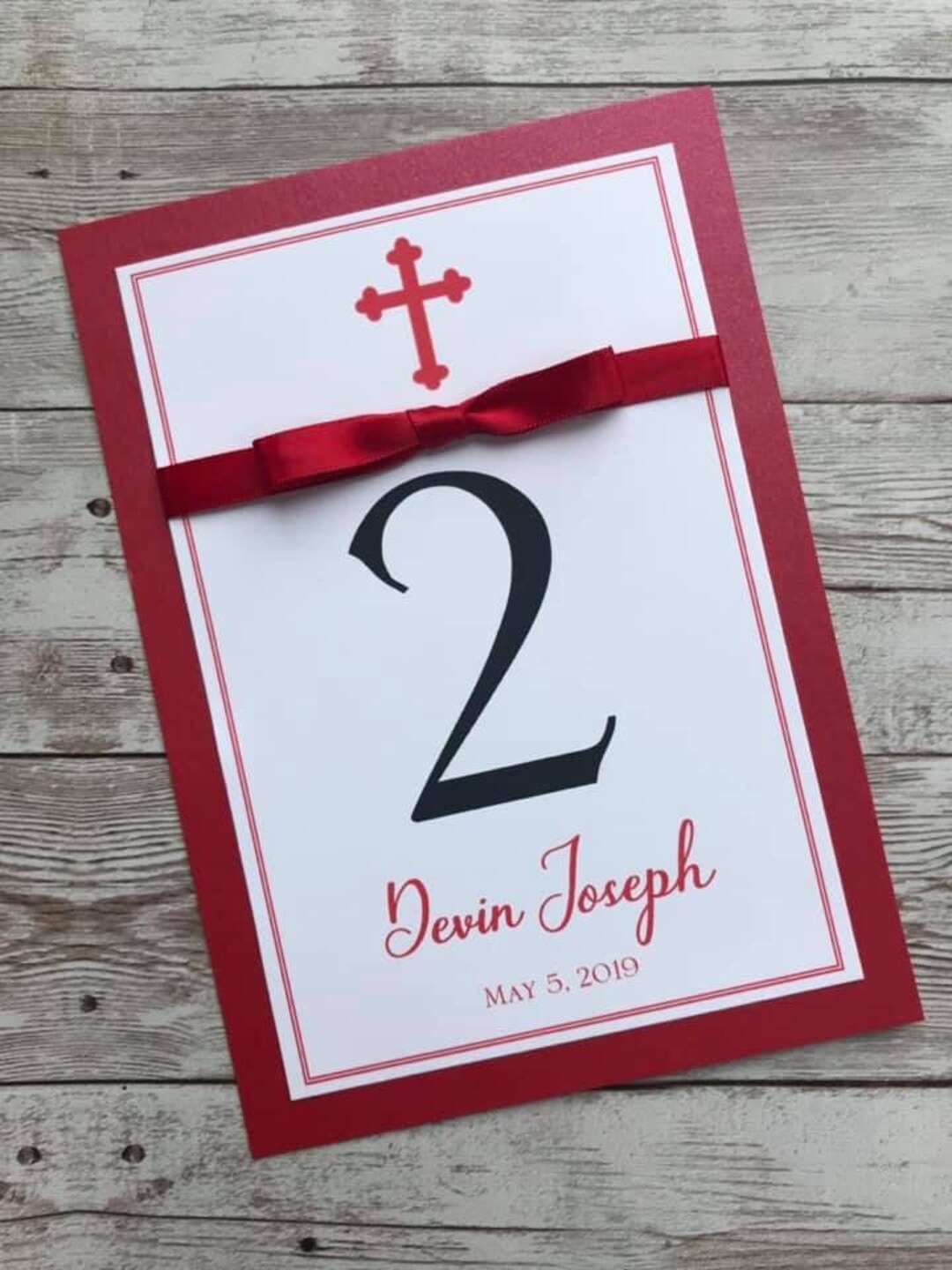 Classy Cross Red Religious Table Number Cards - Etsy