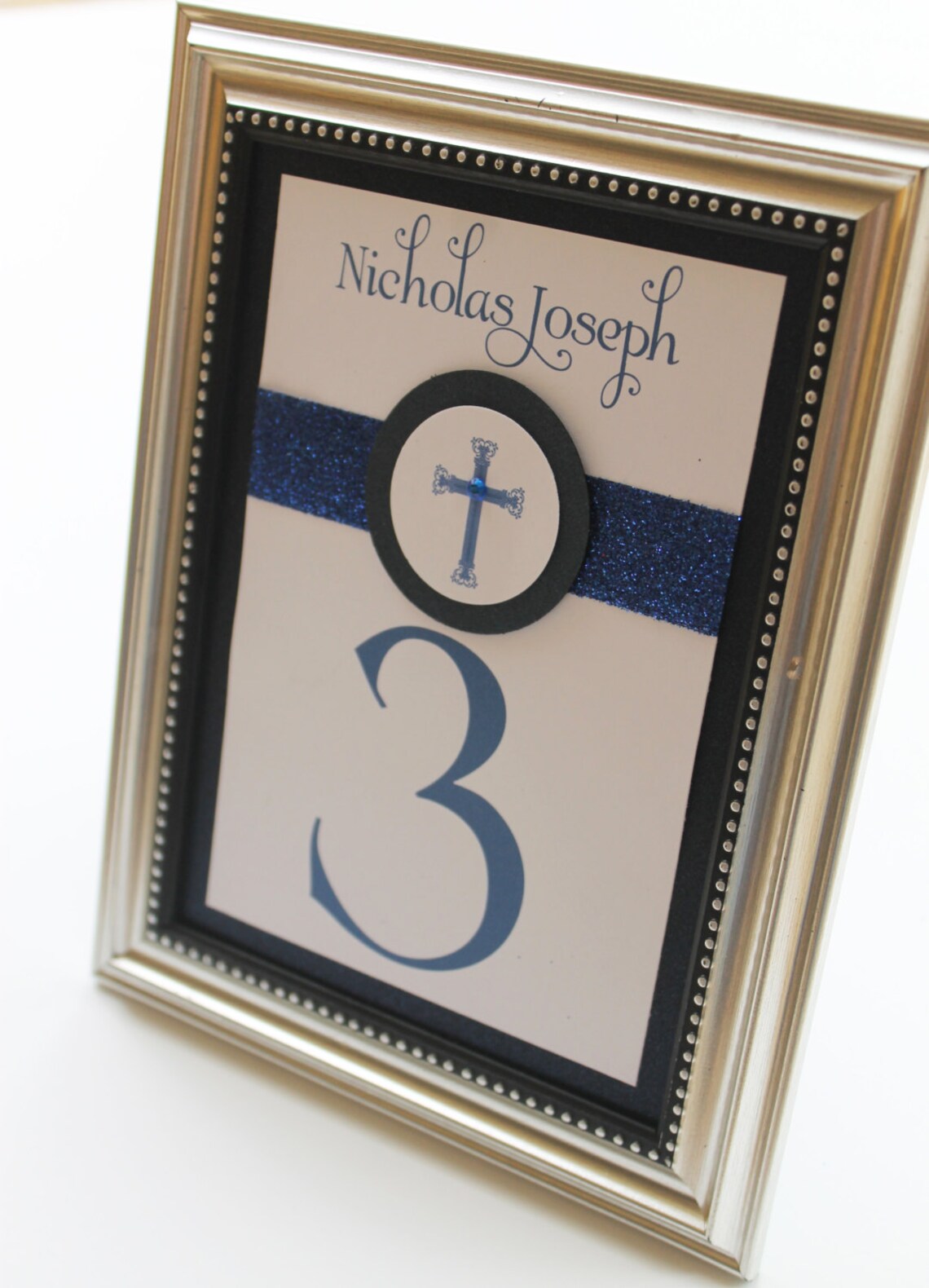 Blue Baptism-communion Table Number Card With Band and - Etsy