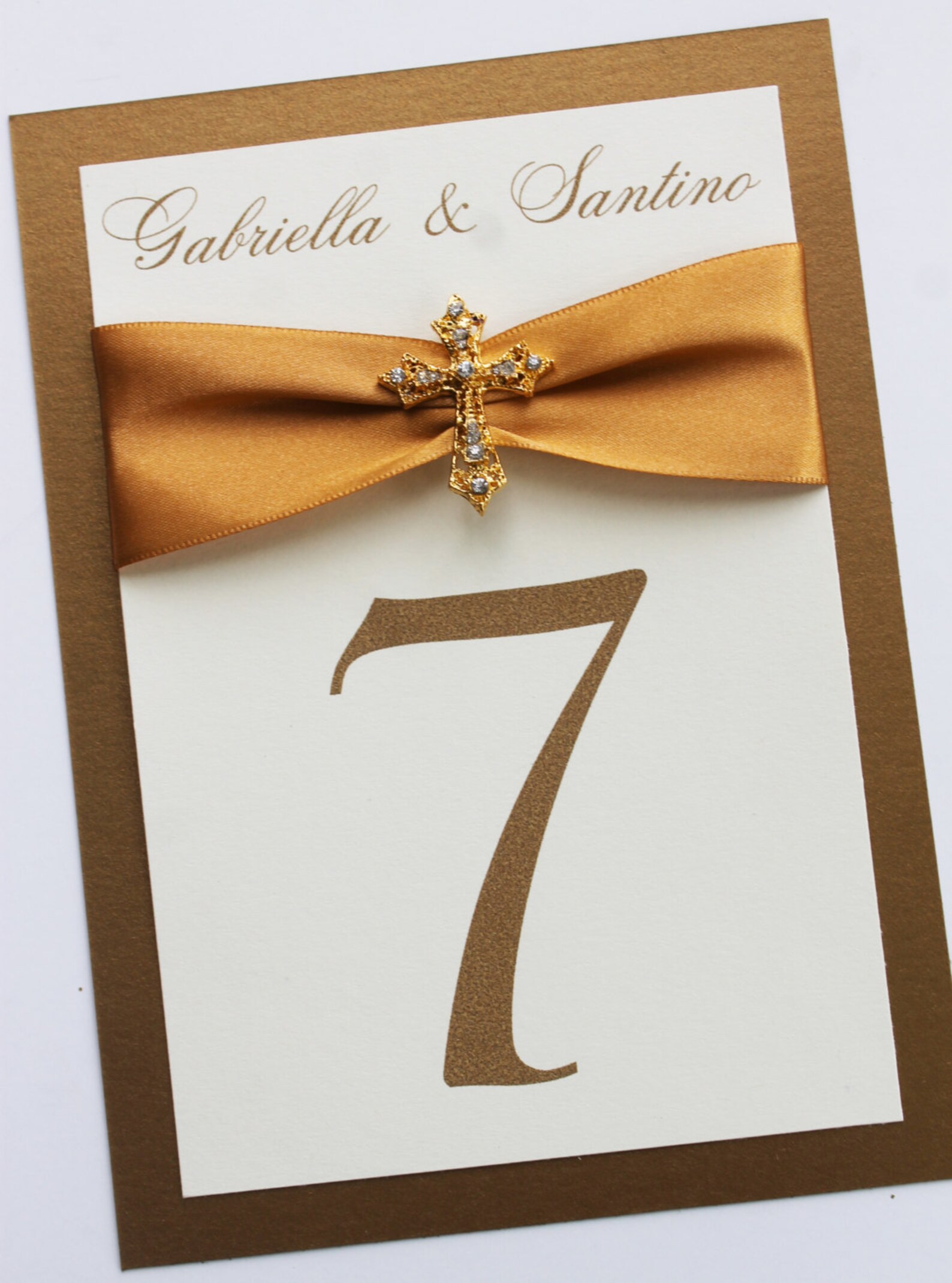 Gold Baptism-communion Table Number With Gold Vintage Cross; Rhinestone ...