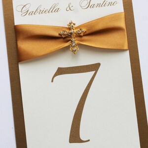 Gold Baptism-communion Table Number With Gold Vintage Cross; Rhinestone ...