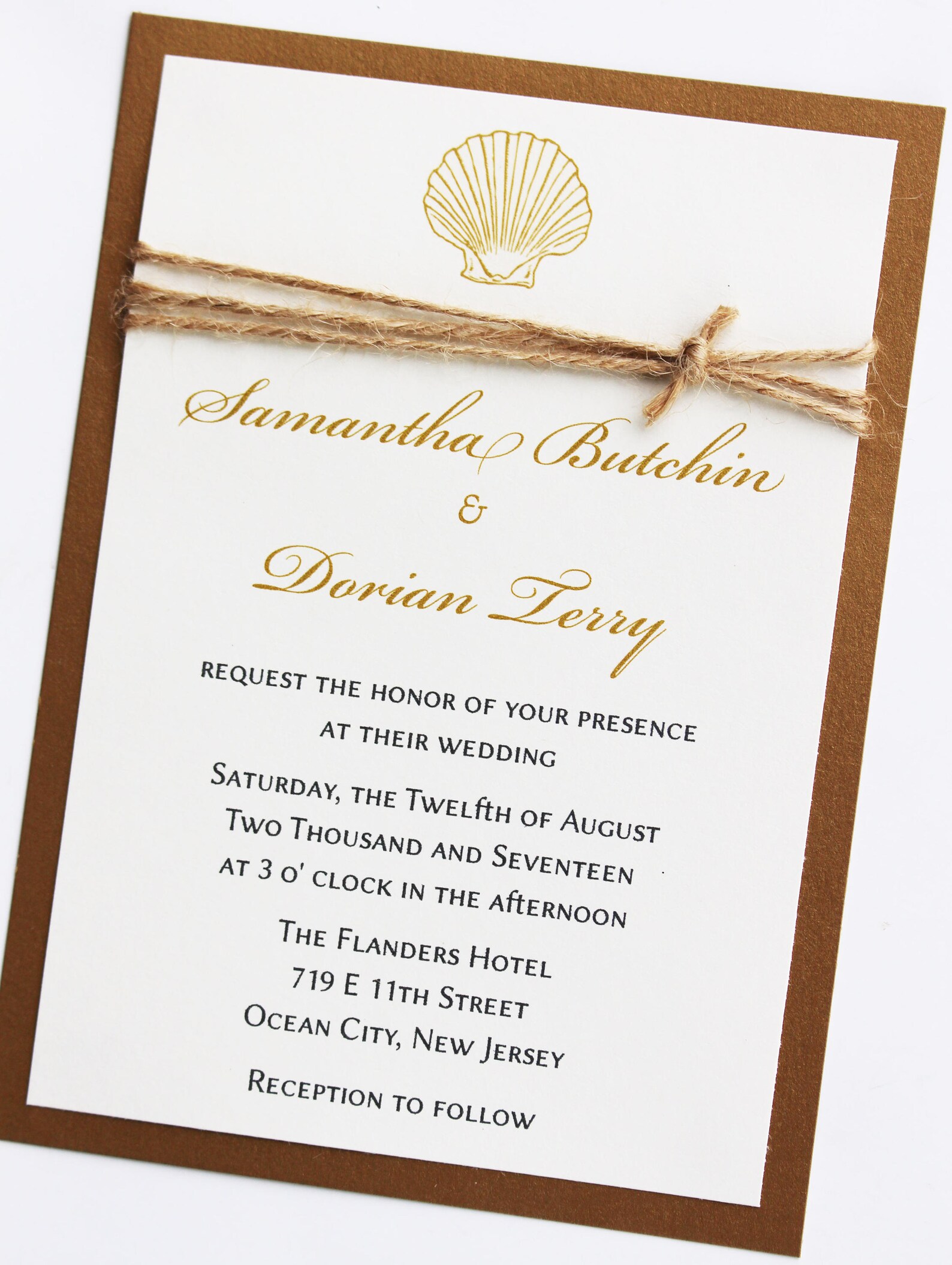 Rustic Seashell Wedding Invitation Natural Twine | Etsy