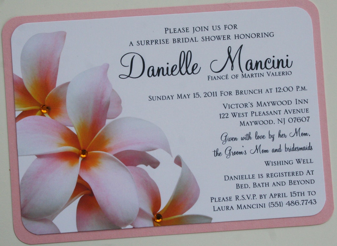 Hawaiian Plumeria Bridal Shower Invitation - Etsy