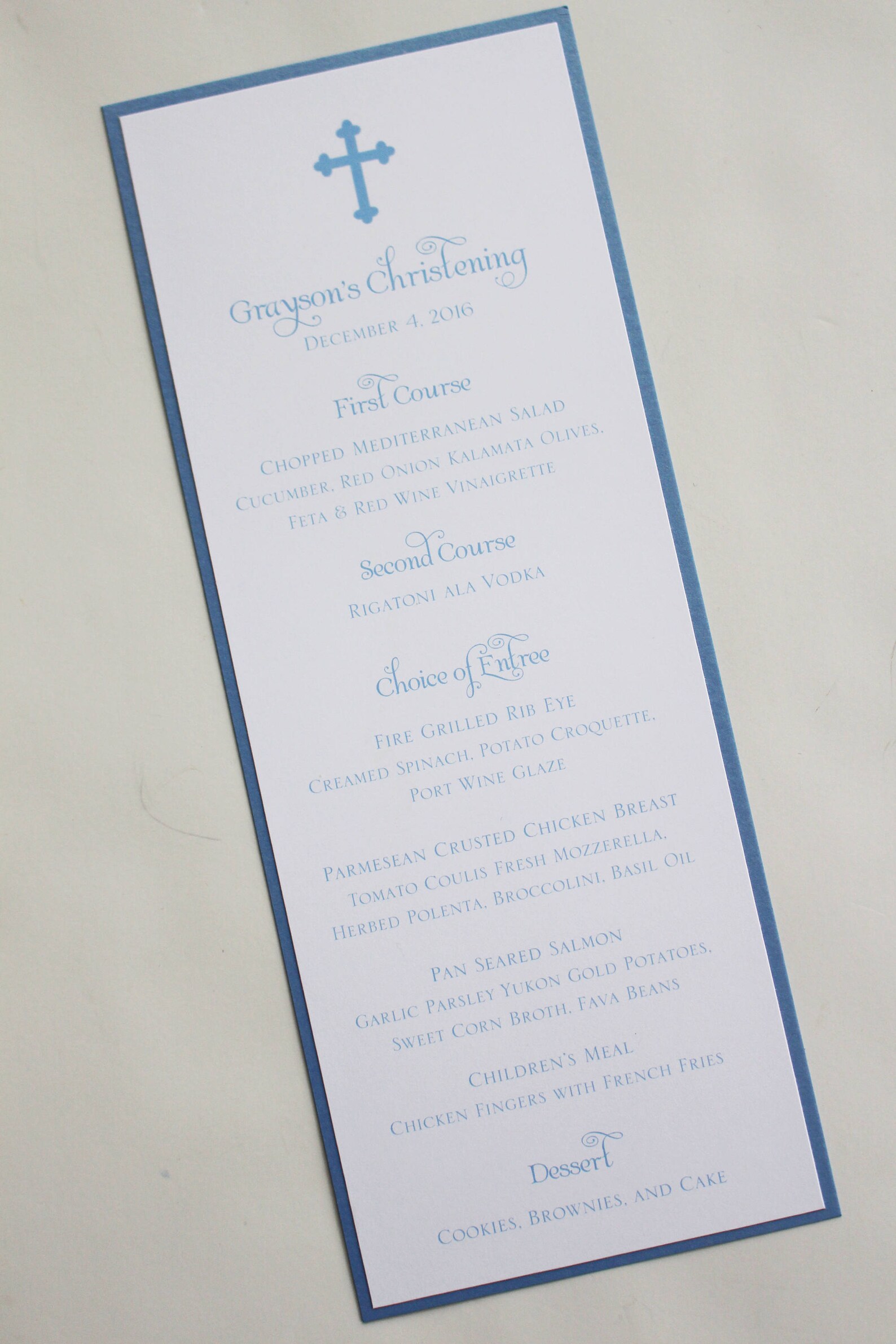 Light Blue Classy Cross Baptism-communion Menu - Etsy