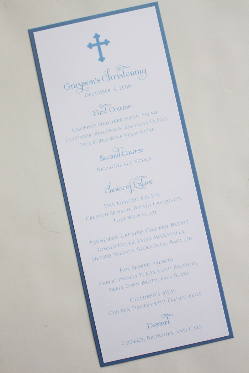 Light Blue Classy Cross Baptism-communion Menu - Etsy