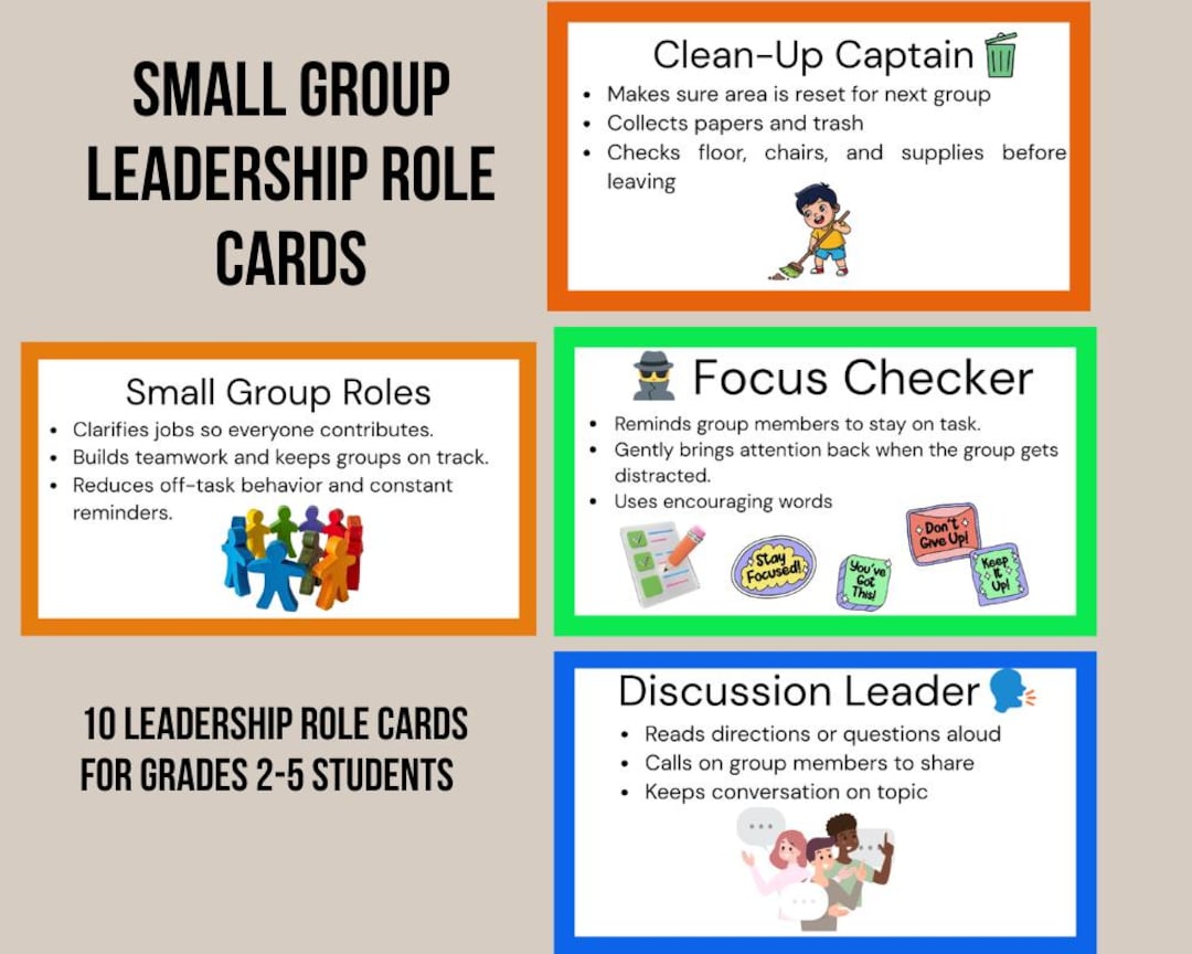 Small Group Leadership Role Cards (grades 2–6) - Etsy