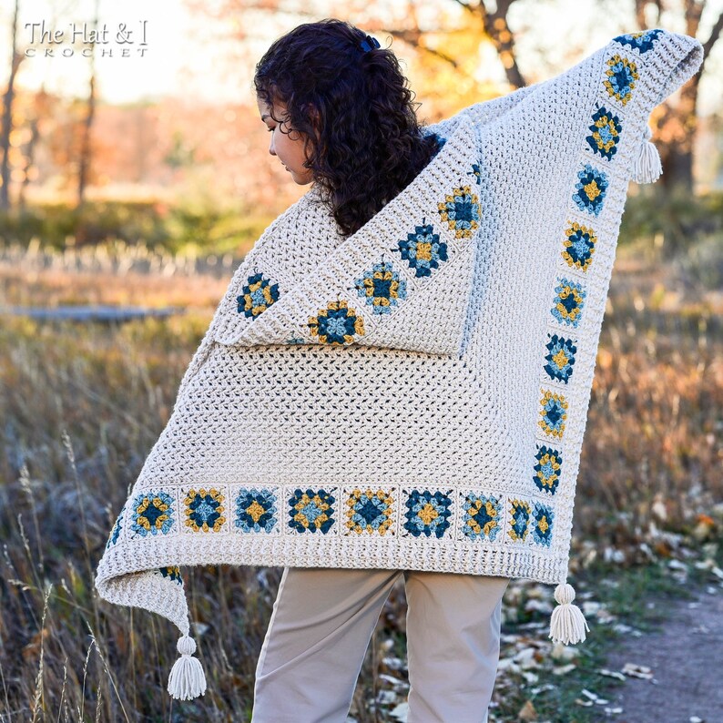 Crochet PATTERN Square Dance Hooded Shawl Granny Square - Etsy