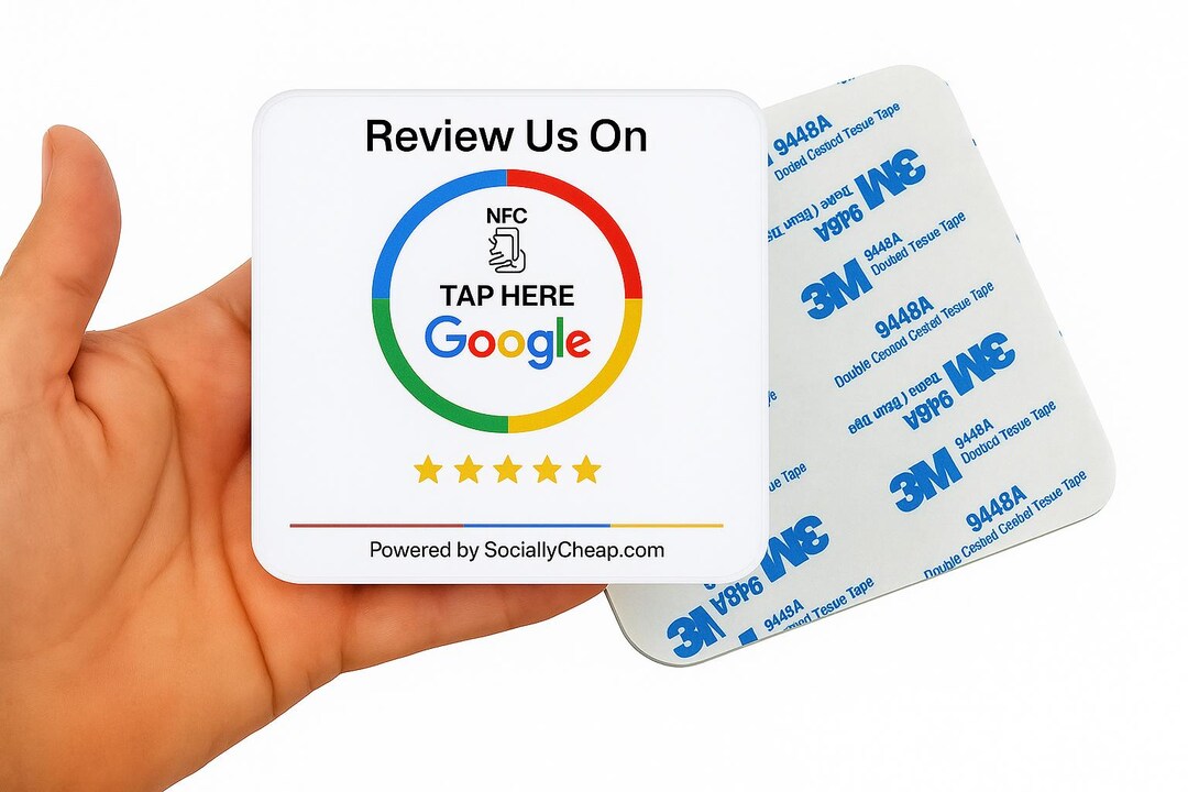 NFC Google Review Sticker | Epoxy One Tap Sign Plate | Easy 5 Star ...
