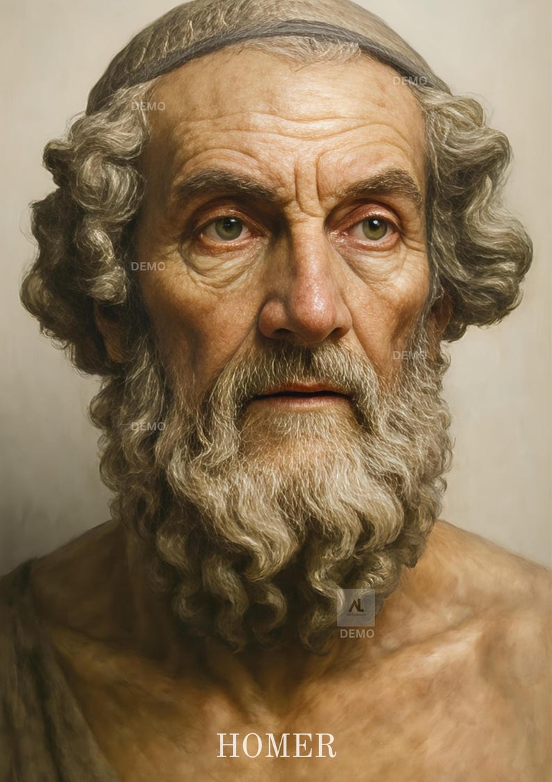 Homer Portrait, Poster, Ancient, Greece, Mythology, Realistic, Homer ...
