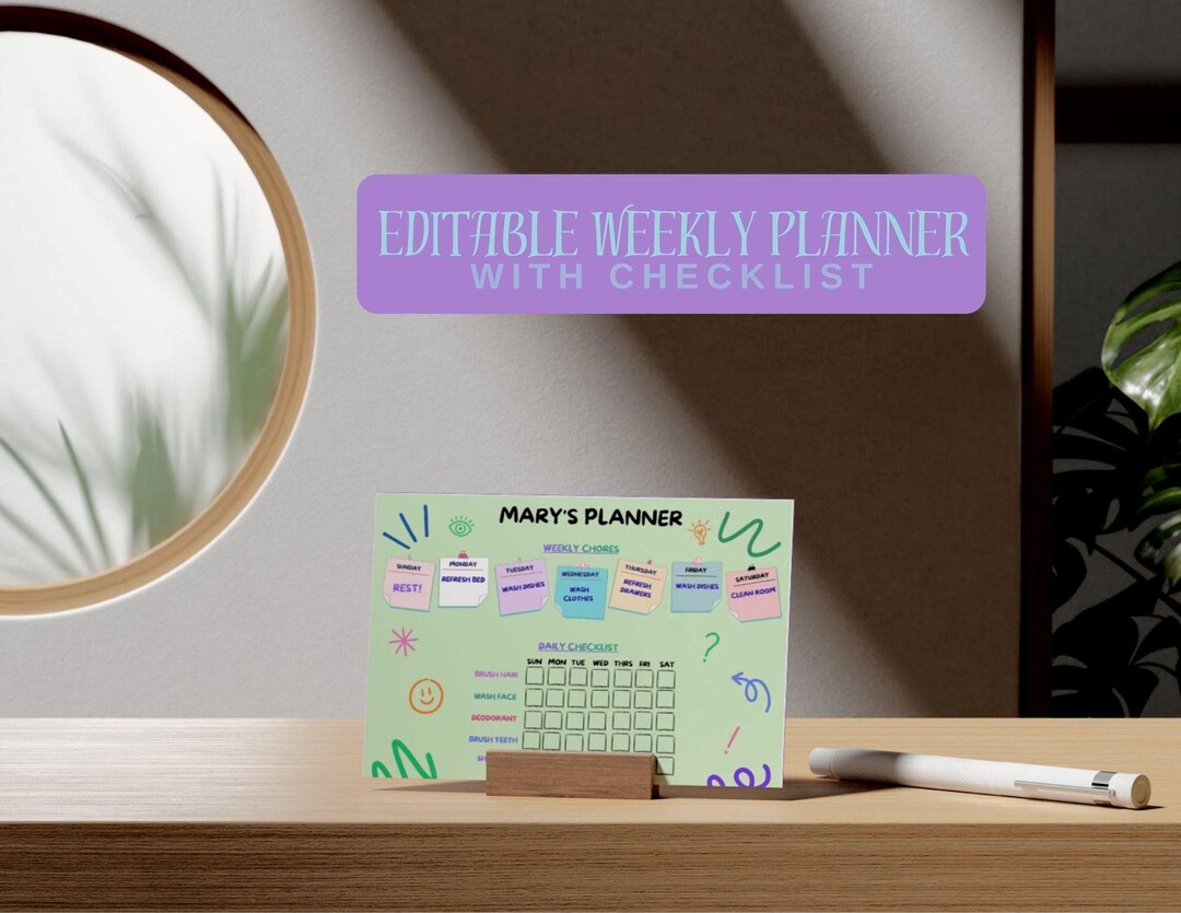 Editable Weekly Planner Template - Etsy Canada