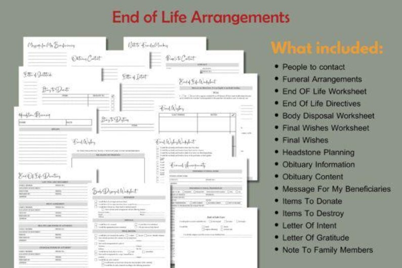 End of Life Planner Template. - Etsy