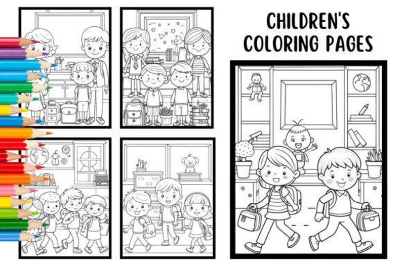 10 Kids Coloring Pages – Printable Drawing Pages PDF - Etsy