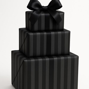 Black and Gray Vertical Stripes Wrapping Paper | Modern Stripe Gift ...