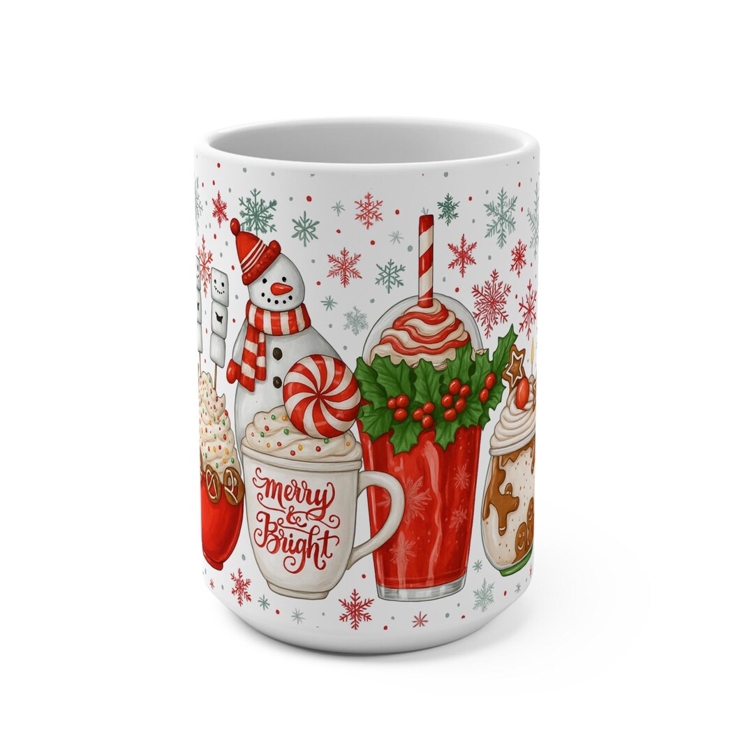 Christmas Hot Cocoa Pattern Mug | Holiday Snowflake Peppermint Cocoa - Etsy