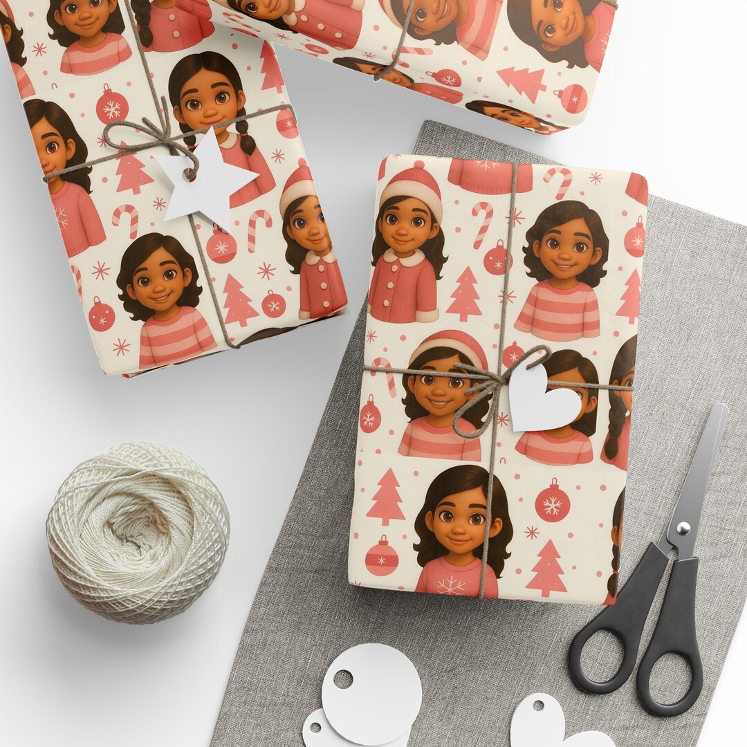 Hispanic Character Wrapping Paper Cute Holiday Gift Wrap, Merry ...