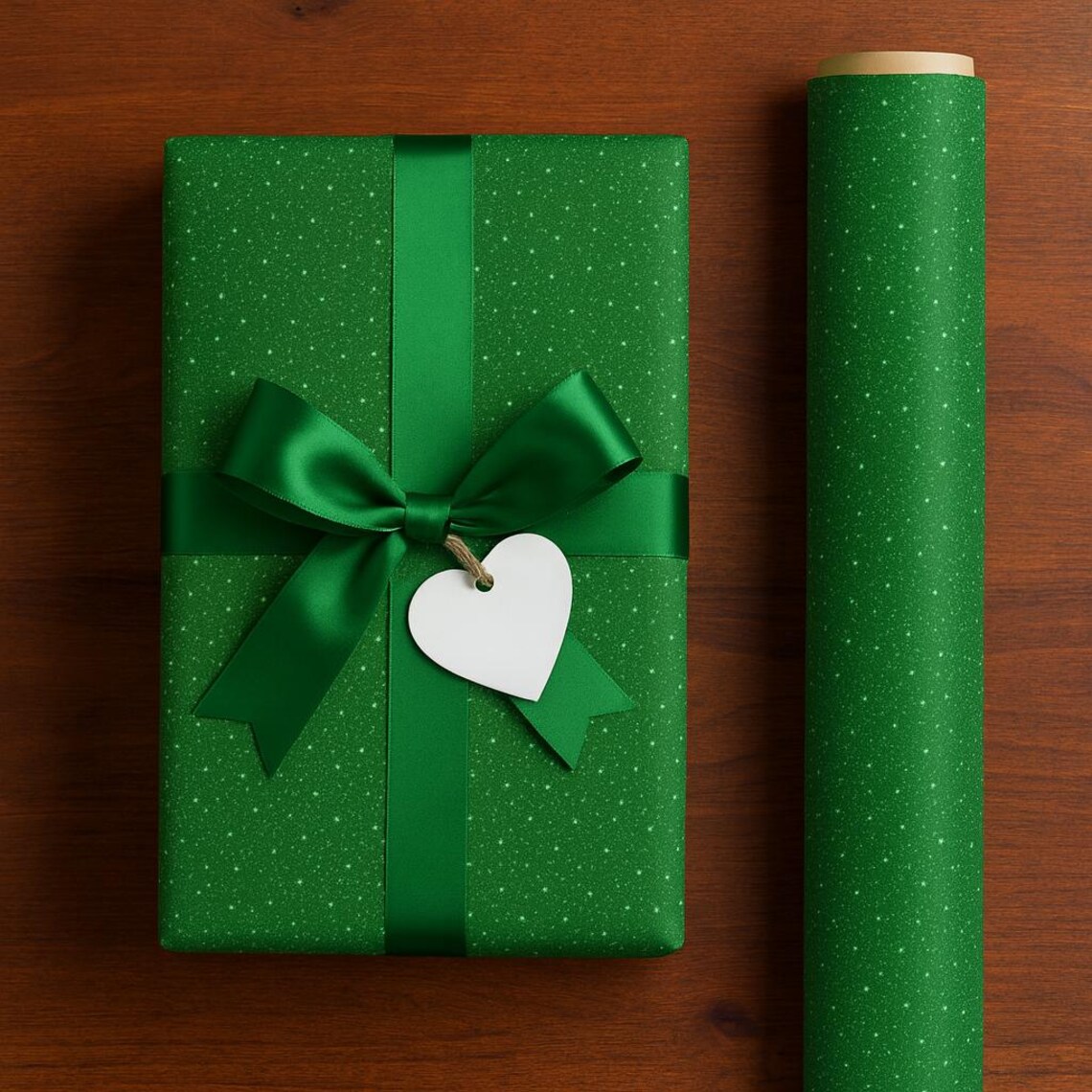 Green Glitter Wrapping Paper | Sparkle Gift Wrap Roll, Smooth Holiday ...