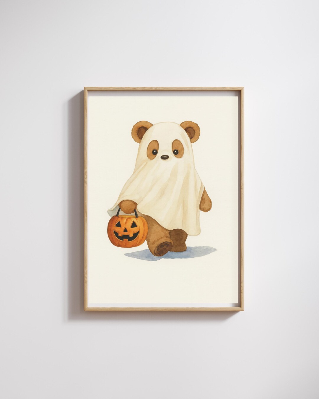 Ghost Teddy Bear Watercolor Art Print: Spooky Nursery Decor (digital ...