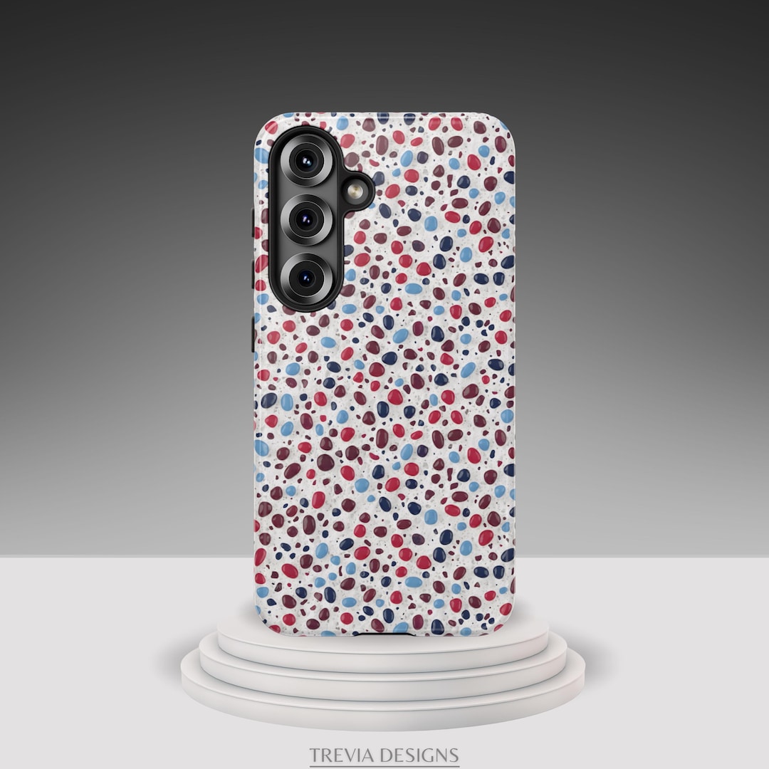 Red and Blue Stone Terrazzo Phone Case, Nature Inspired Design, Tough ...
