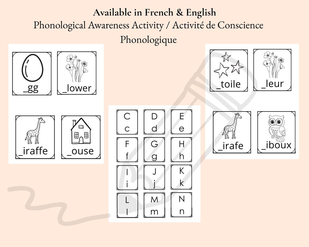 Printable Phonological Awareness Activity/ Imprimable Conscience ...