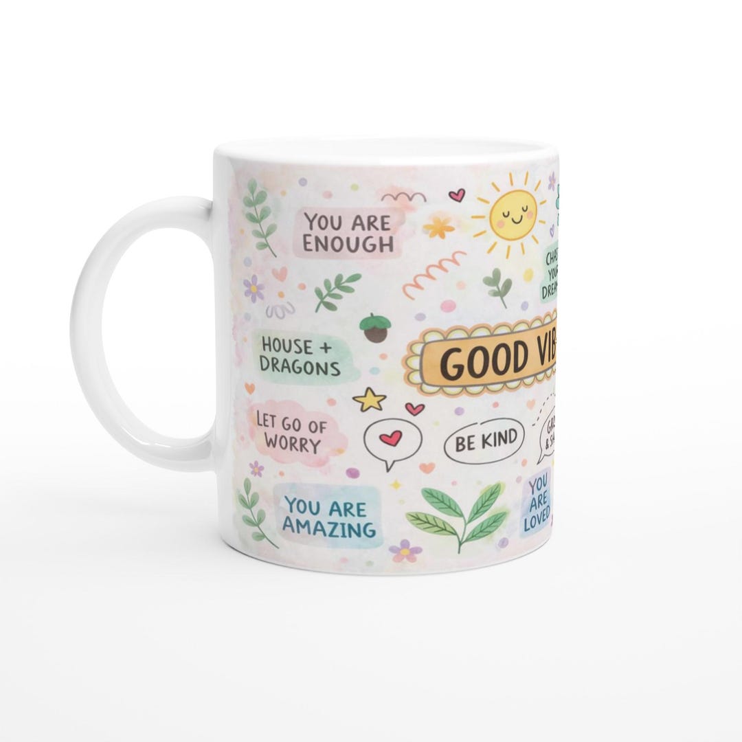 Good Vibes Only Mug – Positive Wishes Ceramic Cup – Hot Beverage Gift ...