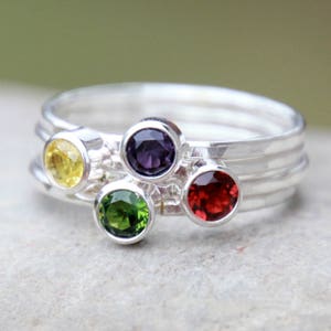 Gemstone Stacking Ring-sterling Silver Gemstone Stacking Ring - Etsy