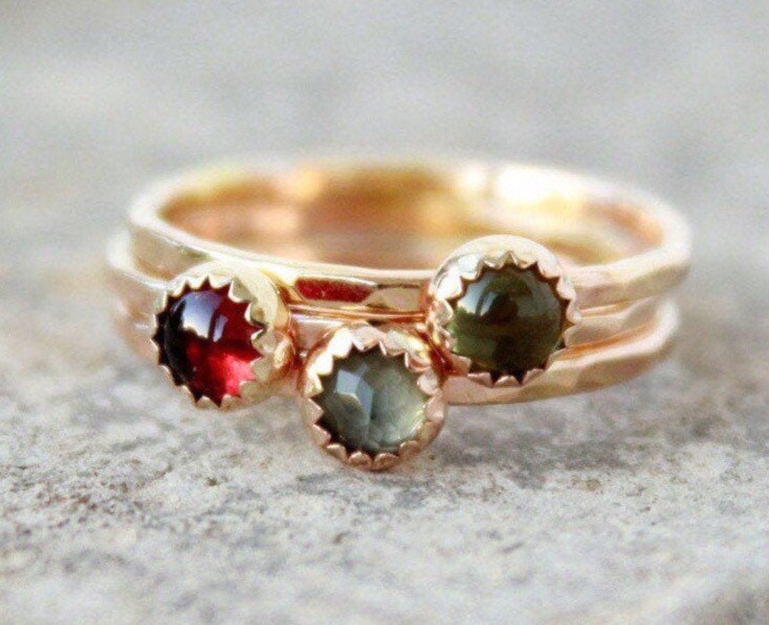 GOLD GEMSTONE Ring - Gold Thin Stacking Rings - Gold Stacking Rings ...