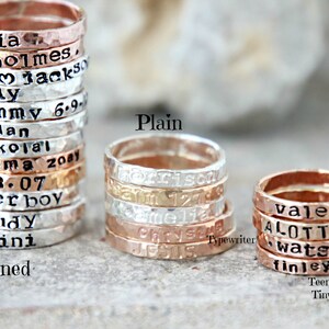 PERSONALIZED RING Stamped Name Ring Hand Stamped Gold, Fine Silver ...