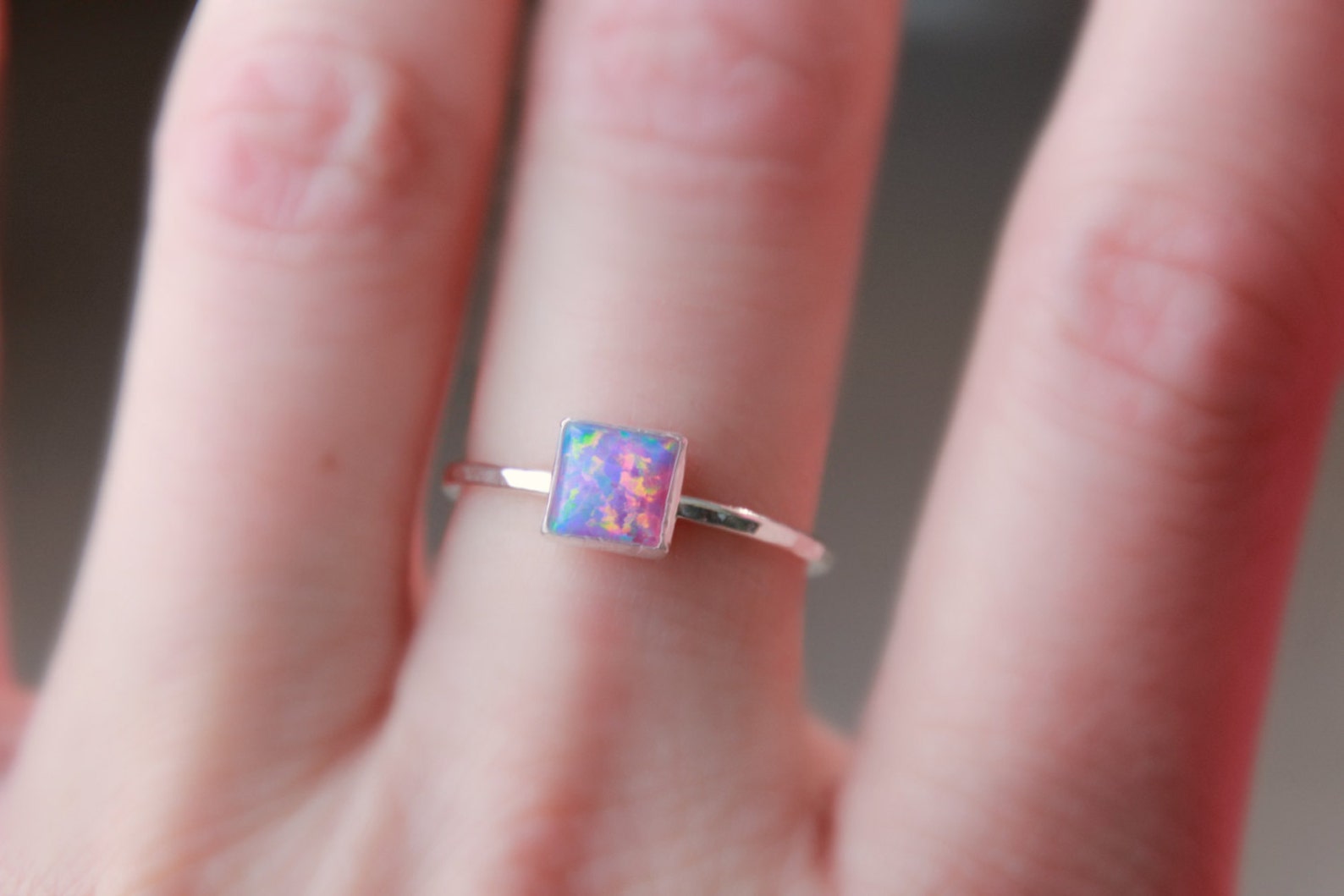 6mm Square Opal Stacking Ring Opal Ring STERLING SILVER - Etsy