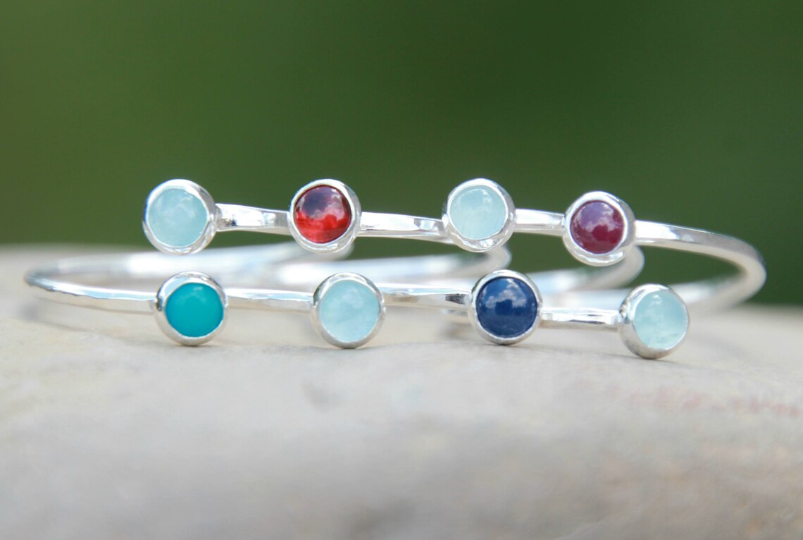 Dual Birthstone Ring. Two Stone Ring. Gemstone Couples Ring. - Etsy