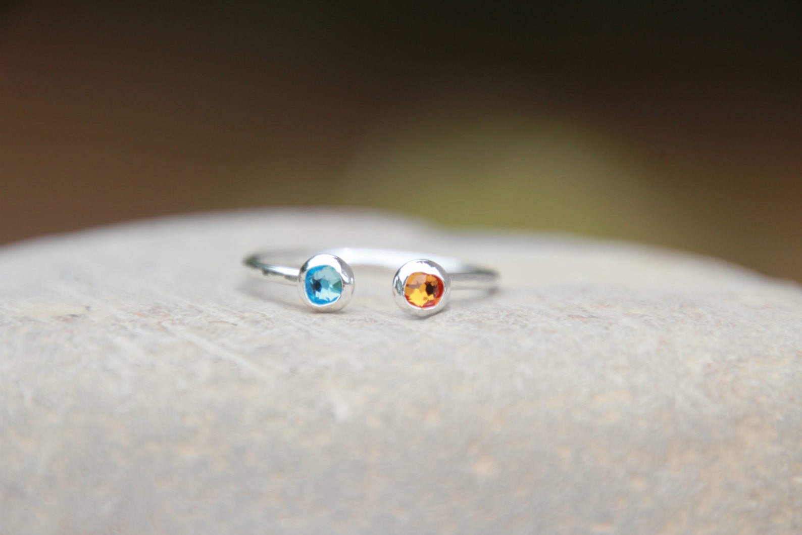 DUAL BIRTHSTONE RING Birthstone Ring Two - Etsy