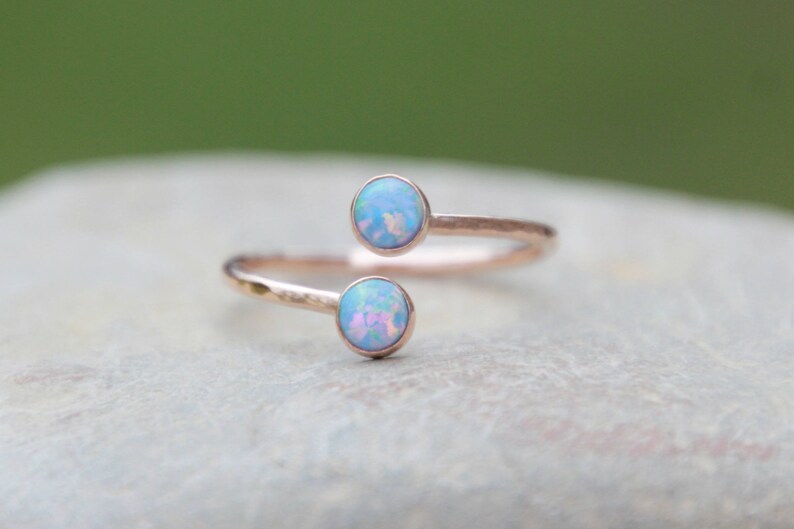 DUAL BIRTHSTONE RING Rose Gold Dual Gemstone Ring Silver - Etsy